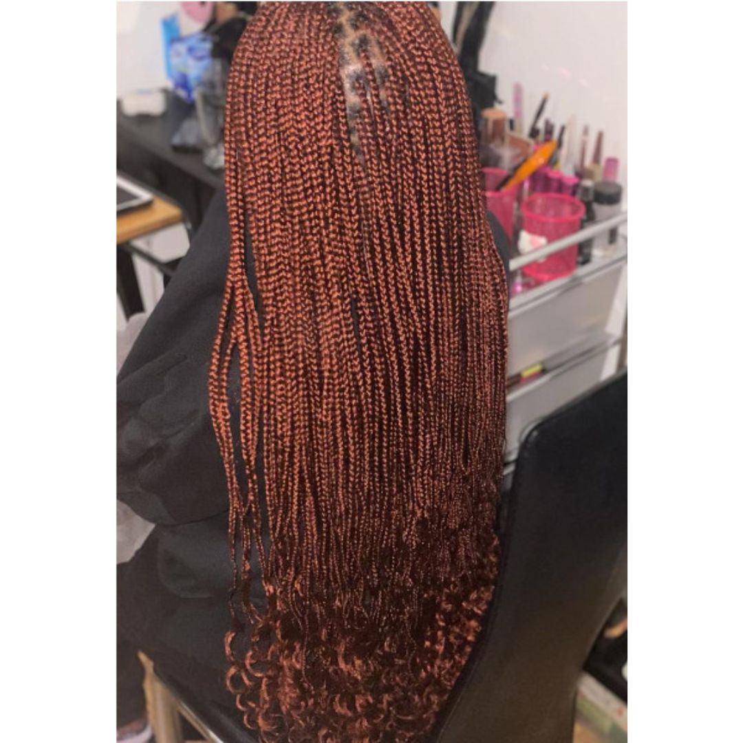 copper-knotless-braids-with-curly-ends - FroHub